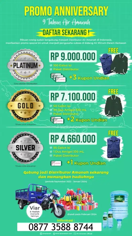Peluang Usaha Distributor AMDK Air Mineral Amanah PROMO 9TH ANIVERSARY ...