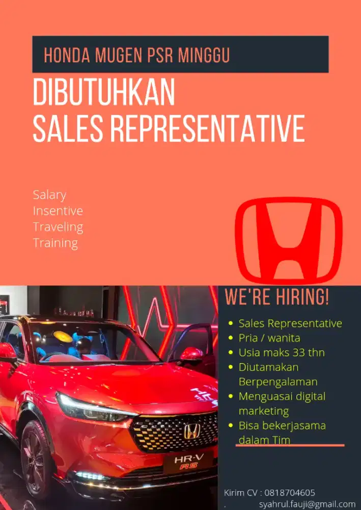 SALES MOBIL HONDA - Lowongan - 912929068
