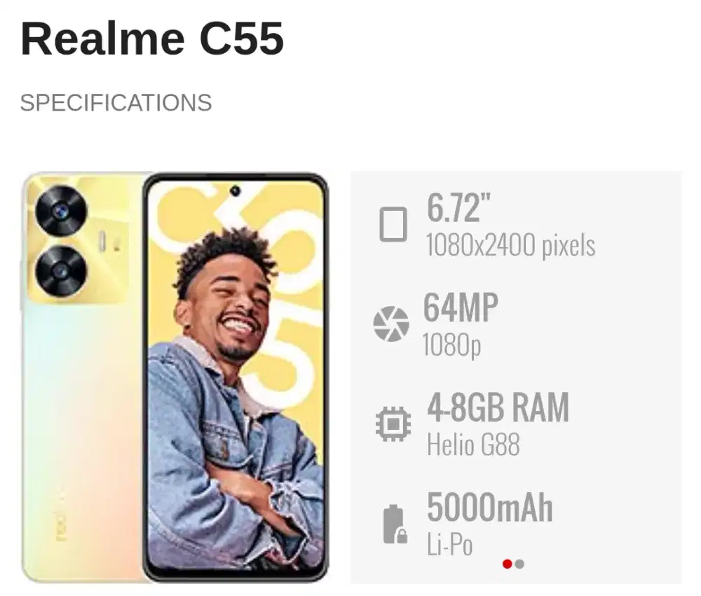 Realme C55 warna black - Handphone - 913114275