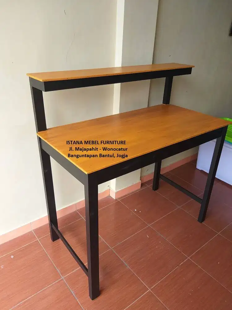 Meja Komputer Tulis Kerja Kantor Belajar Kost Rak Tingkat Kayu (gpg ...