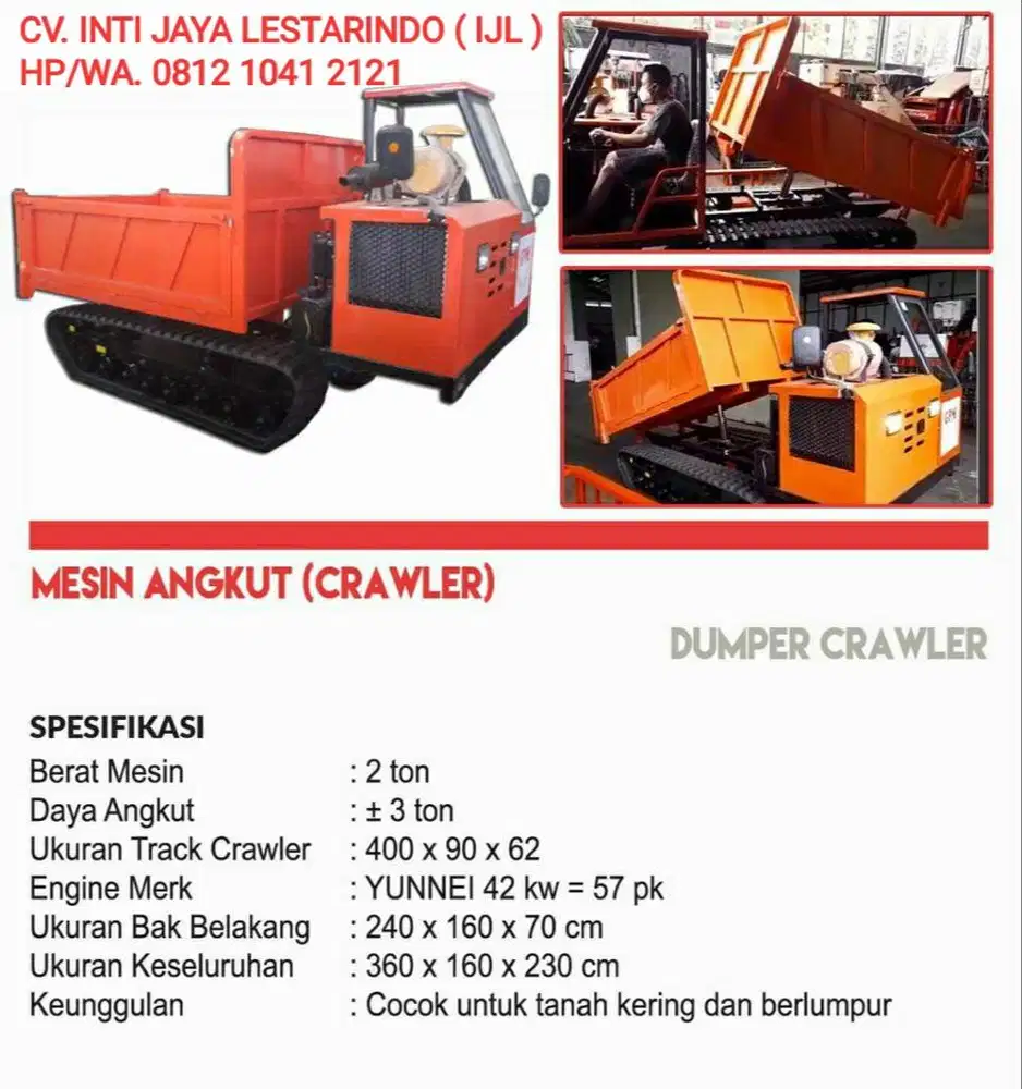 READY STOCK DUMPER CRAWLER SAWIT 1.5 TON, 3 TON & 5 TON - Mesin ...